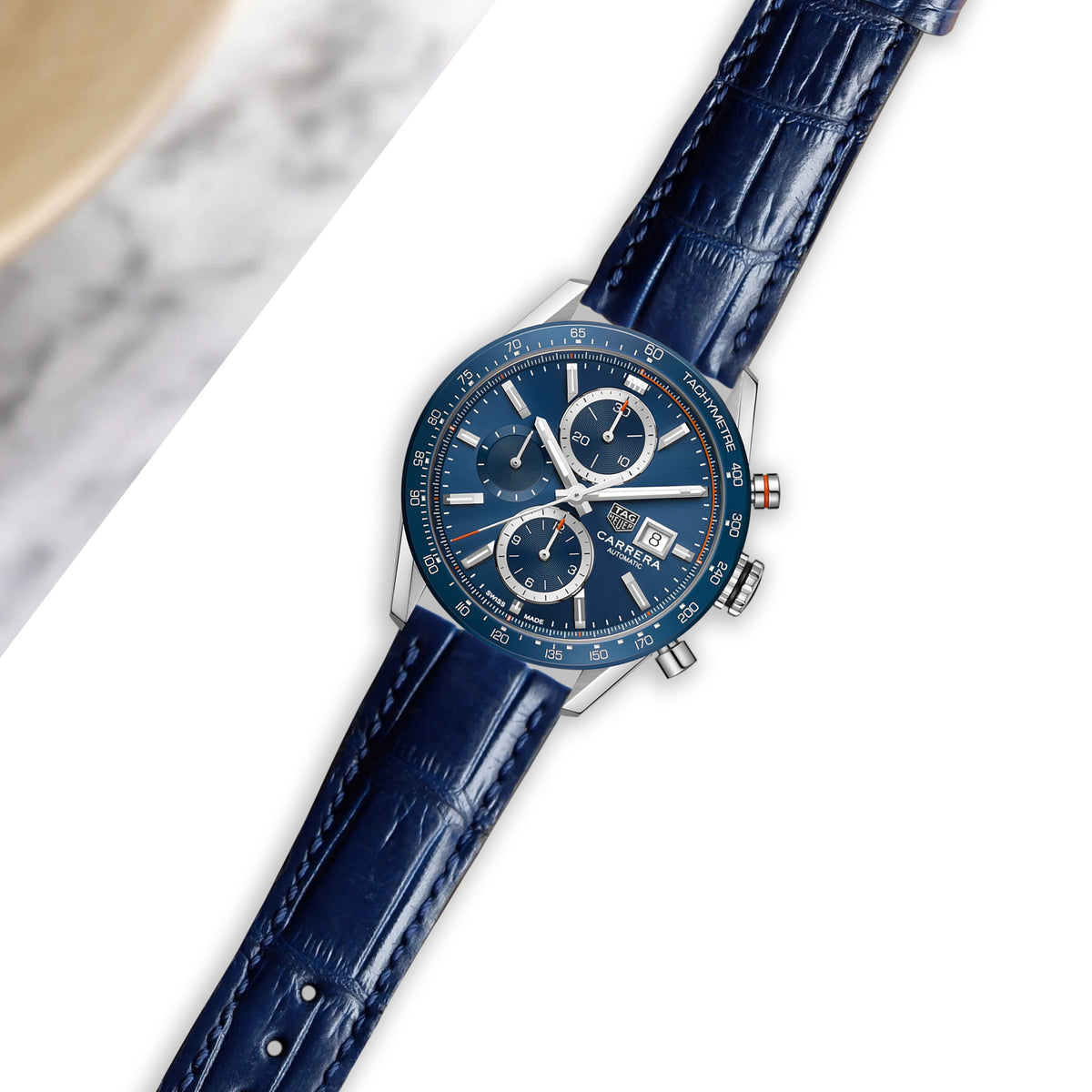 Tag Heuer Carrera Straps - Croco Navy Blue – Liger Straps