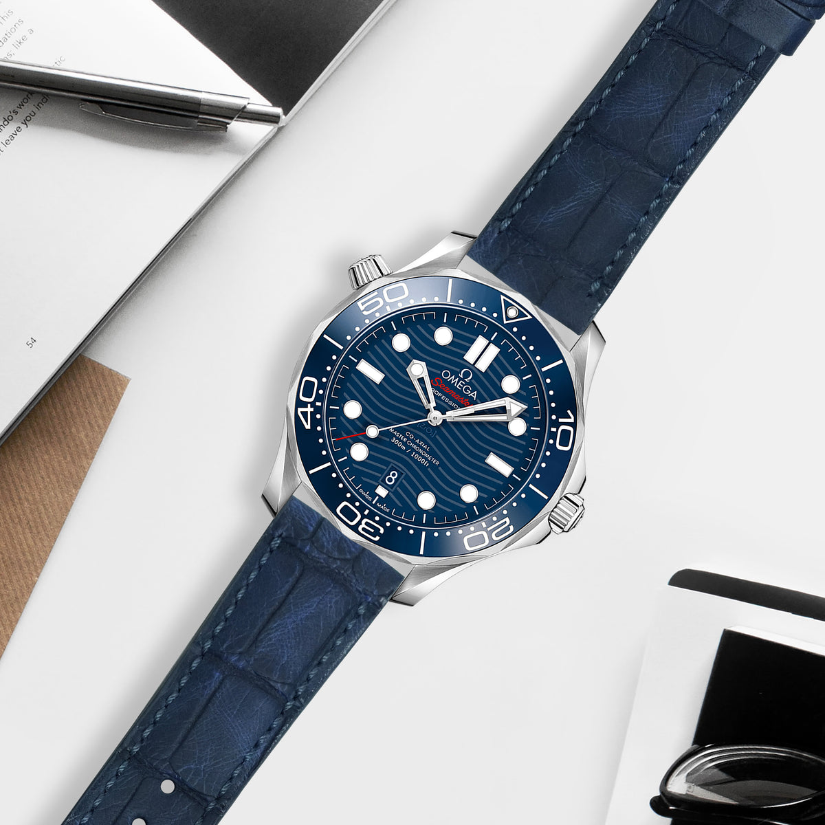Omega Seamaster Diver 300m Straps - Croco Nubuck Abysse – Liger Straps