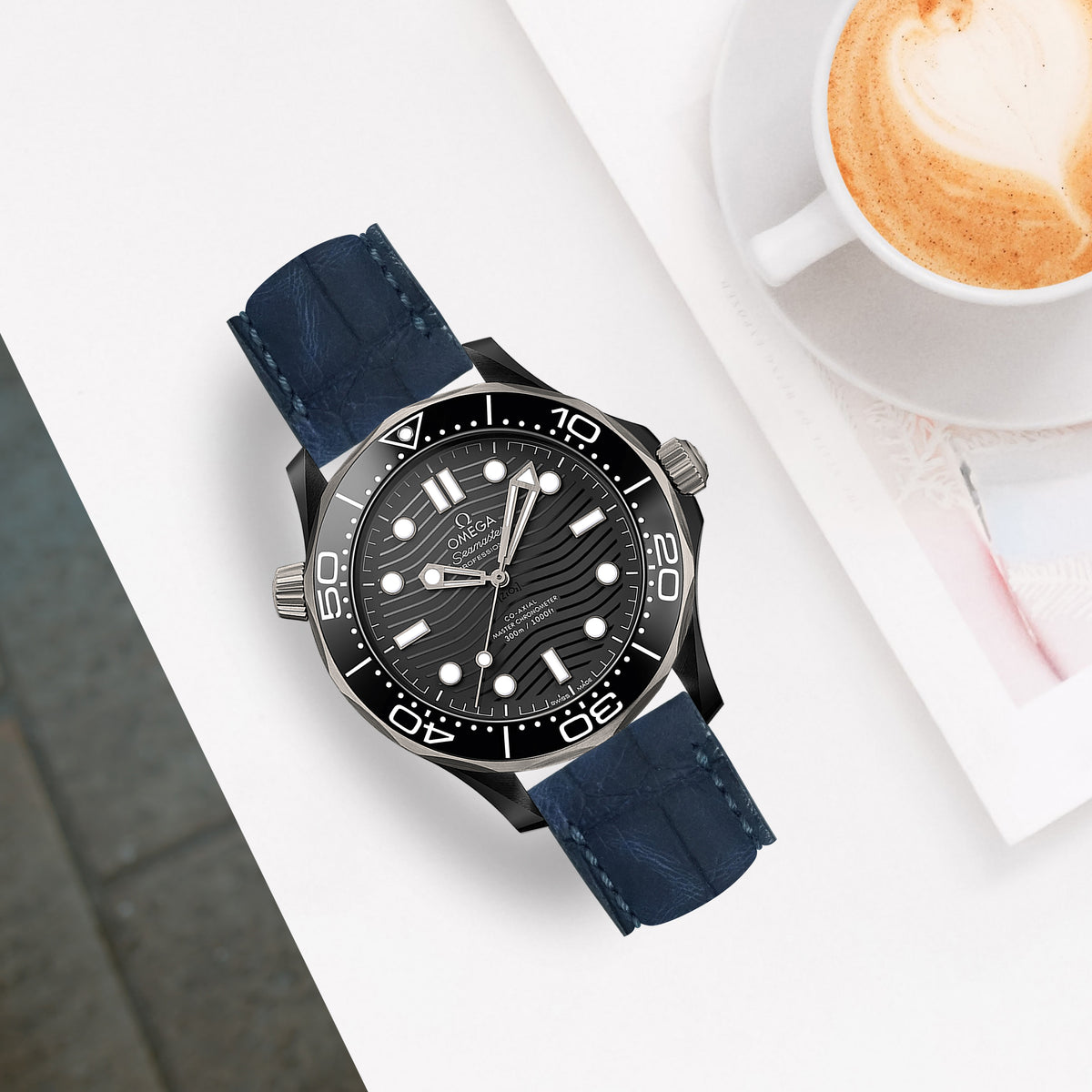 Omega Seamaster Diver 300m Straps - Croco Nubuck Abysse – Liger Straps
