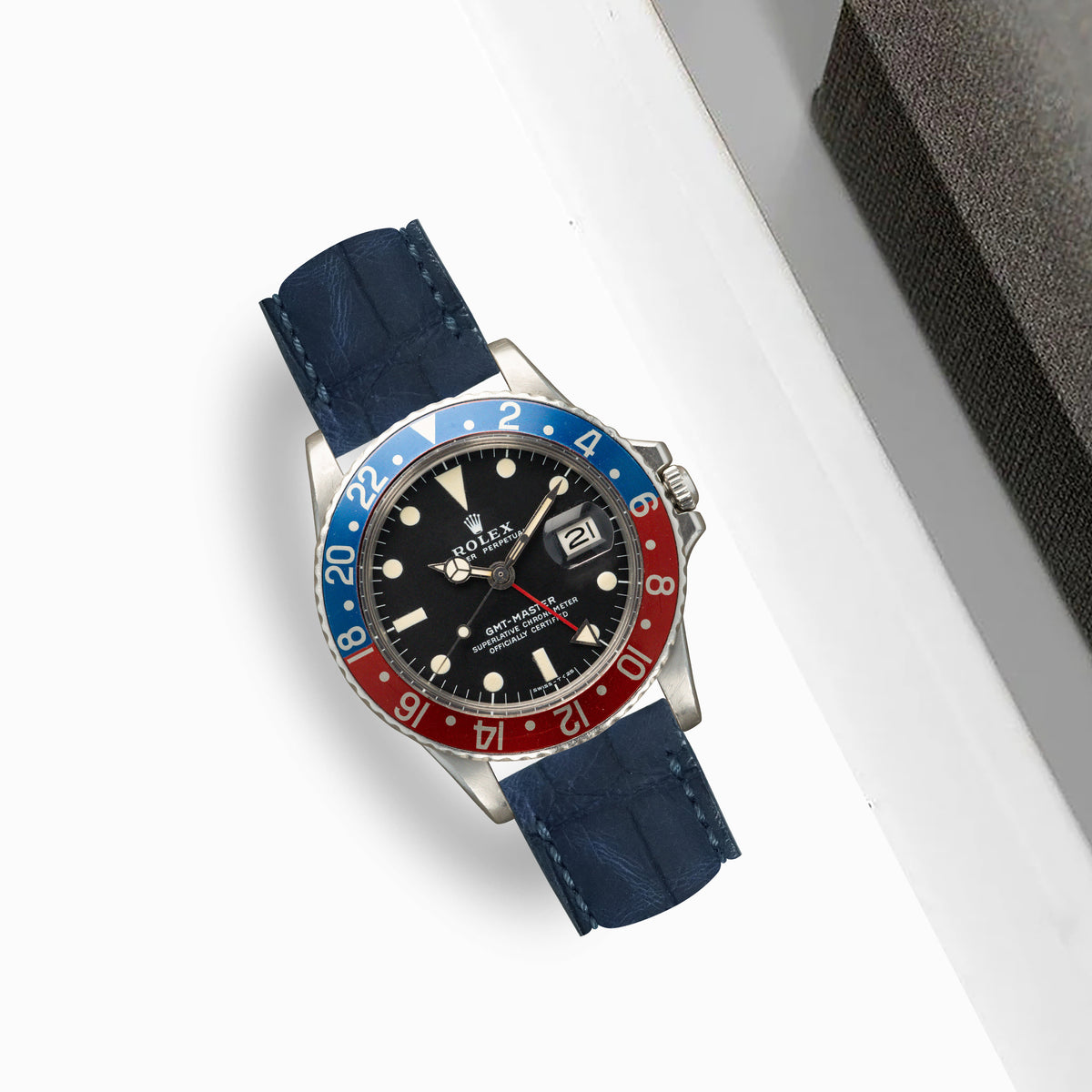 Rolex GMT Master II Pepsi Straps - Croco Nubuck Abysse – Liger Straps