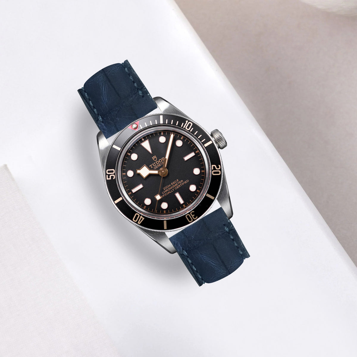 Tudor Blackbay Fifty Eight 39mm Straps - Croco Nubuck Abysse – Liger Straps