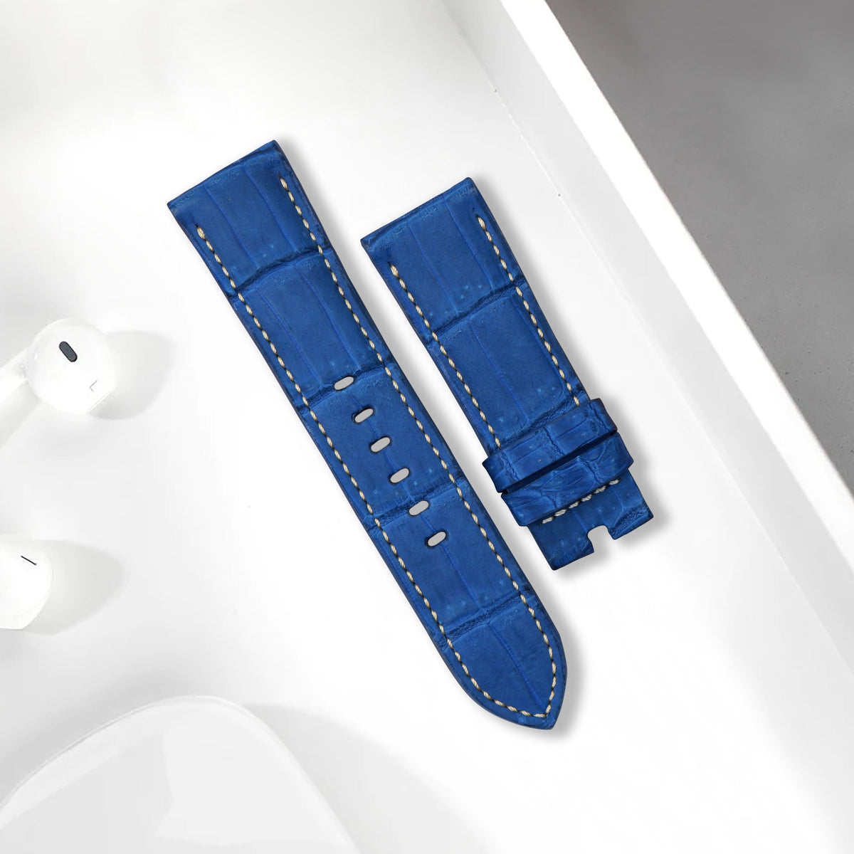 Other IWC Watches Straps - Croco Nubuck Blue – Liger Straps