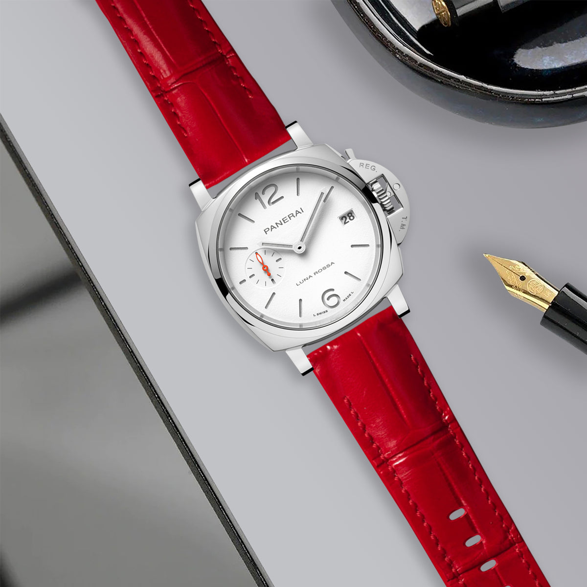 Panerai Luminor Due Straps - Croco Red – Liger Straps