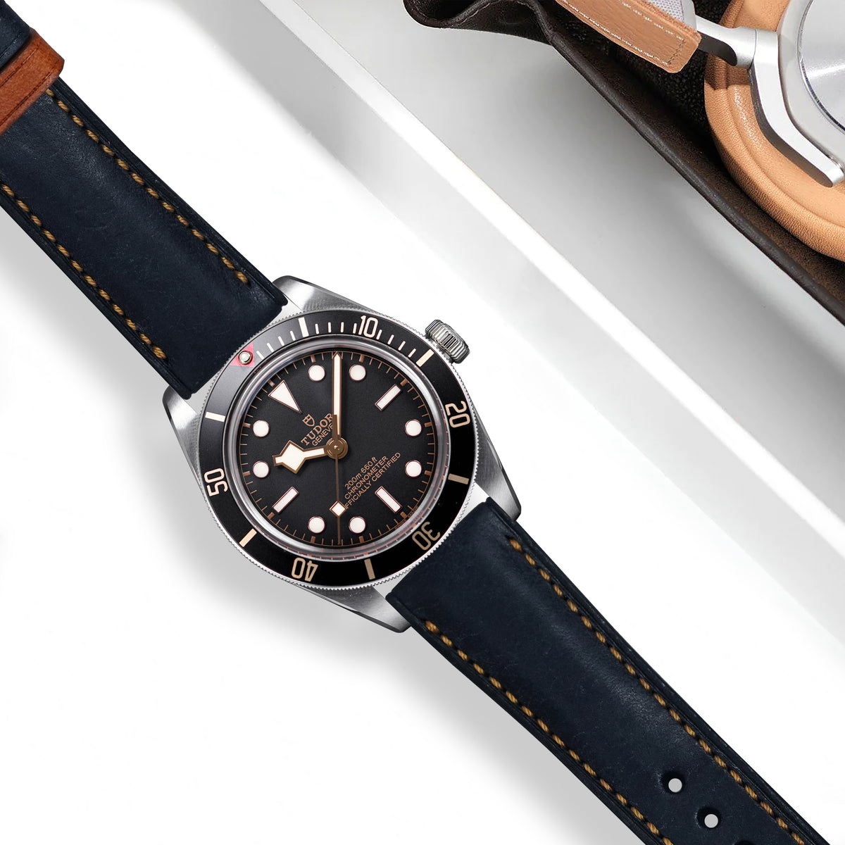 Tudor Blackbay Fifty Eight 39mm Straps - Diablo Navy Blue Patina Stitc ...