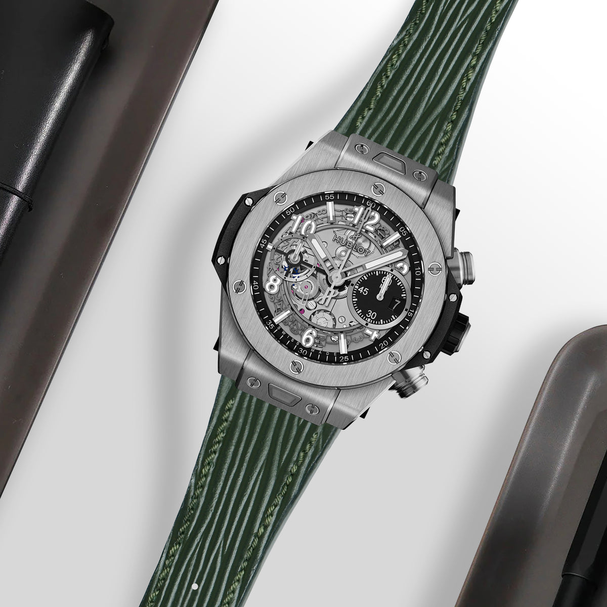 Hublot Unico One Click Straps - Epi Dark Green – Liger Straps