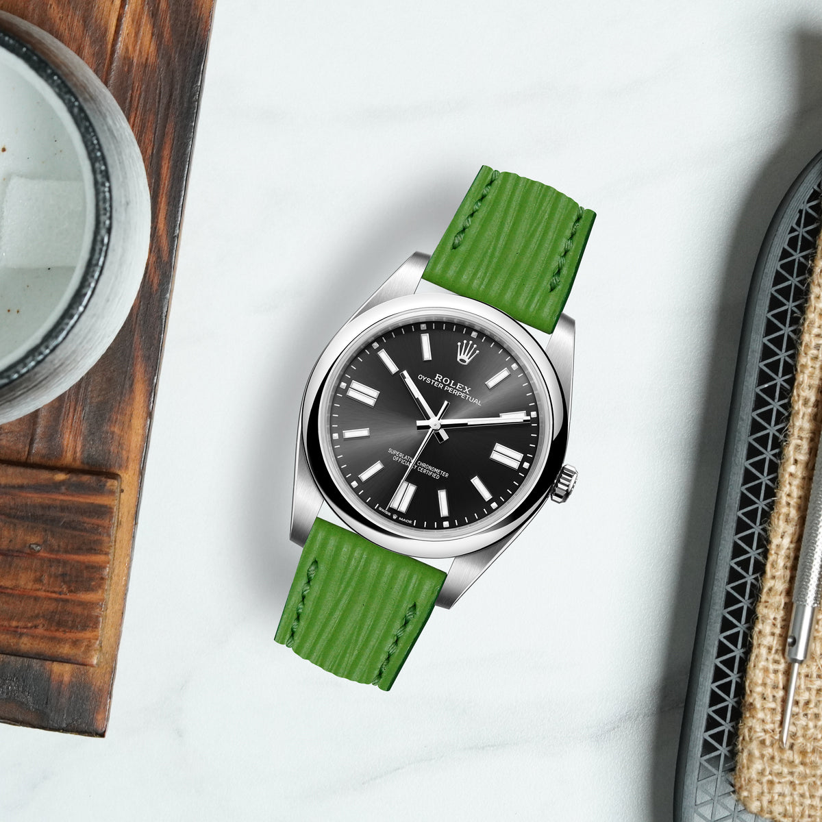 Rolex Oyster Perpetual Straps - Epi Lime Green – Liger Straps