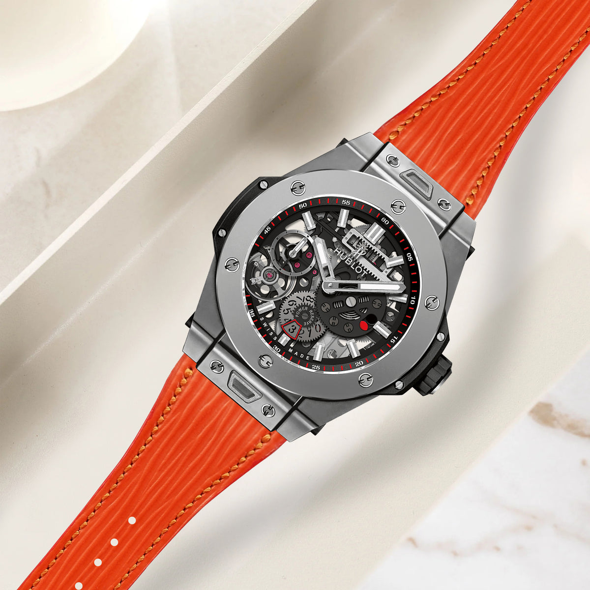 Hublot Unico One Click Straps - Epi Orange – Liger Straps