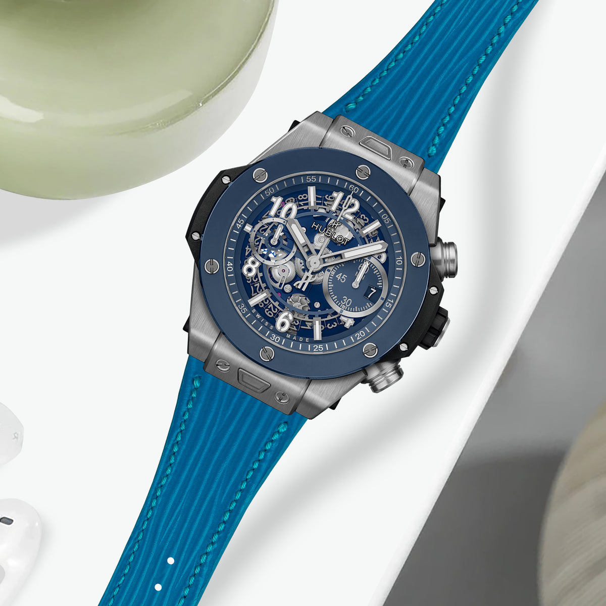 Hublot Unico One Click Straps - Epi Sky Blue – Liger Straps