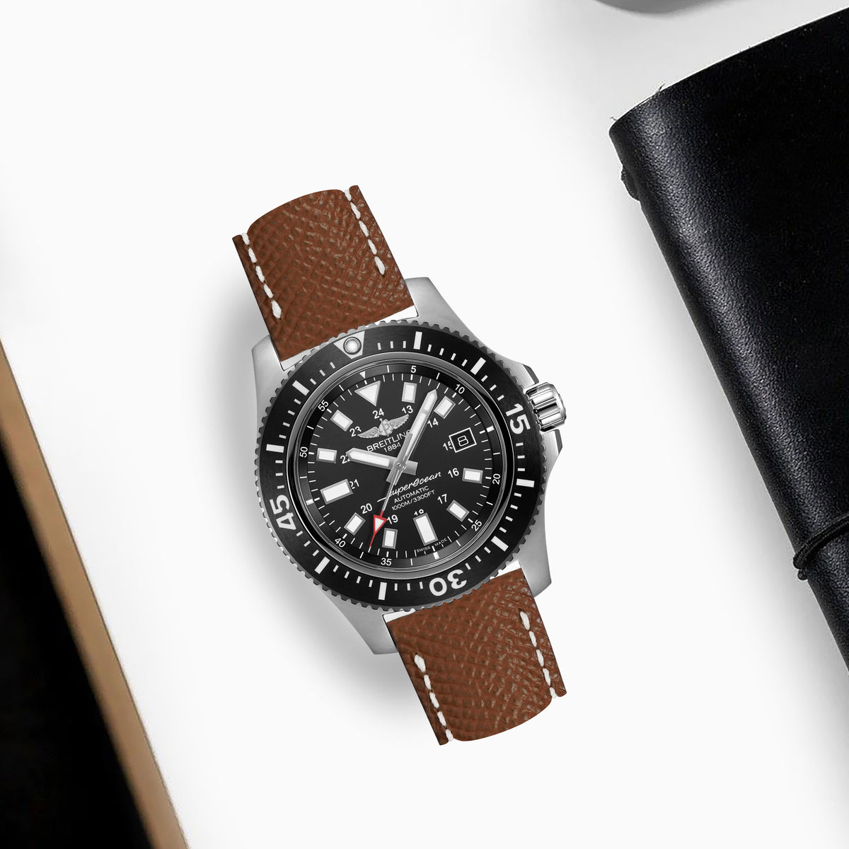 Breitling Super Ocean Straps - Epsom Brown – Liger Straps
