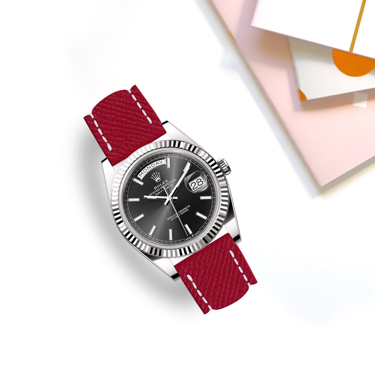 Rolex Daydate Straps - Epsom Maroon – Liger Straps