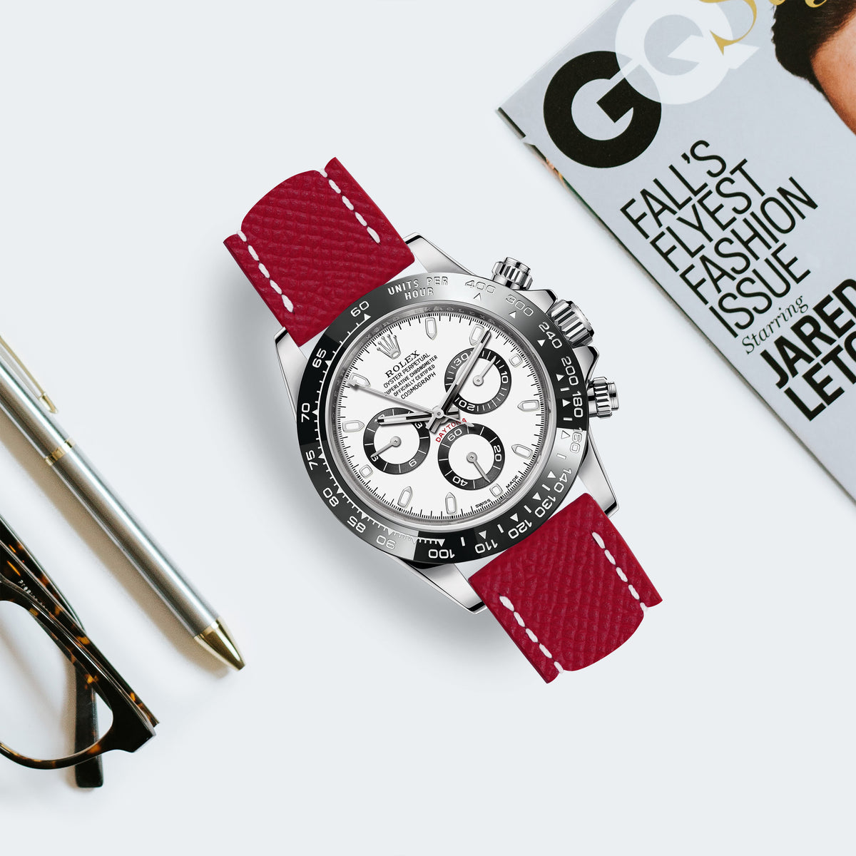 Rolex Daytona Straps - Epsom Maroon – Liger Straps