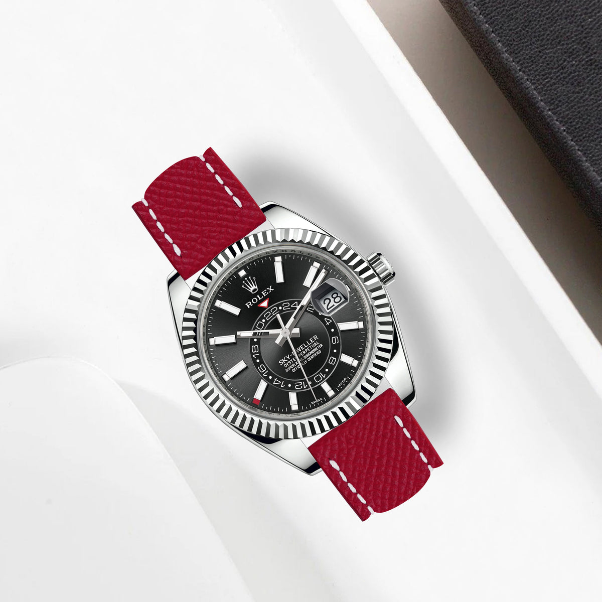 Rolex Sky-Dweller Straps - Epsom Maroon – Liger Straps