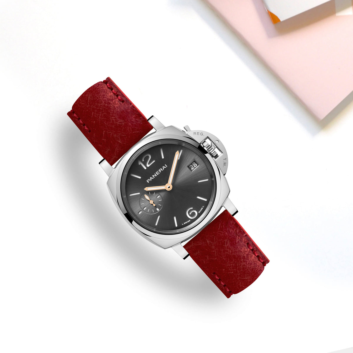 Panerai Luminor Due Straps - Ghachos Buffed Red – Liger Straps