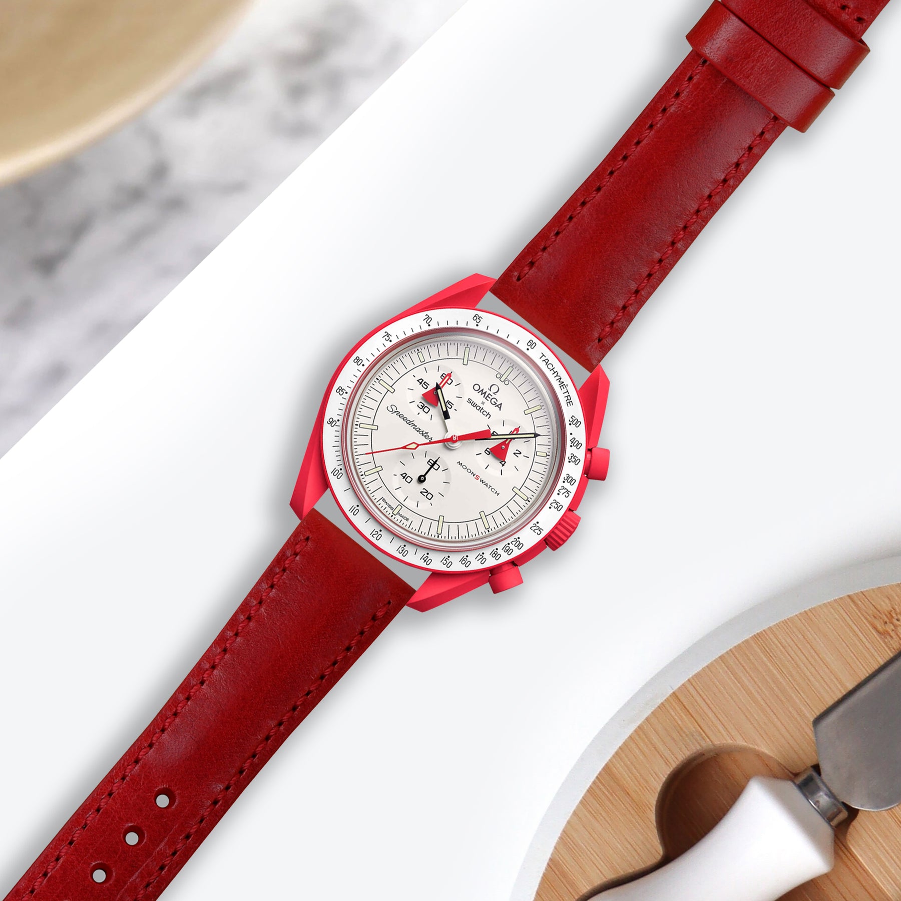 Omega MoonSwatch X Swatch Straps - Ghachos Red – Liger Straps