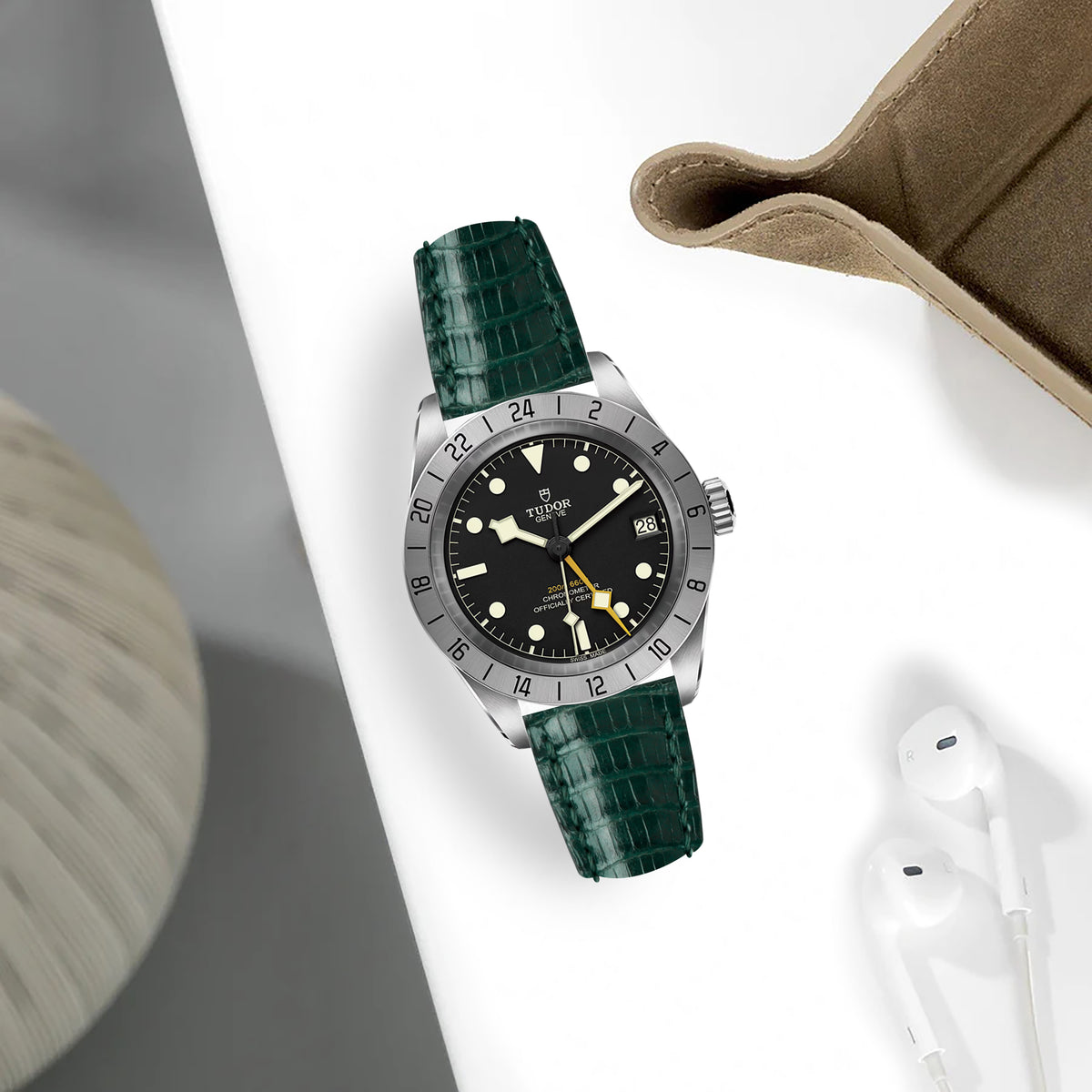 Tudor Blackbay Pro Straps - Lizard Dark Green – Liger Straps