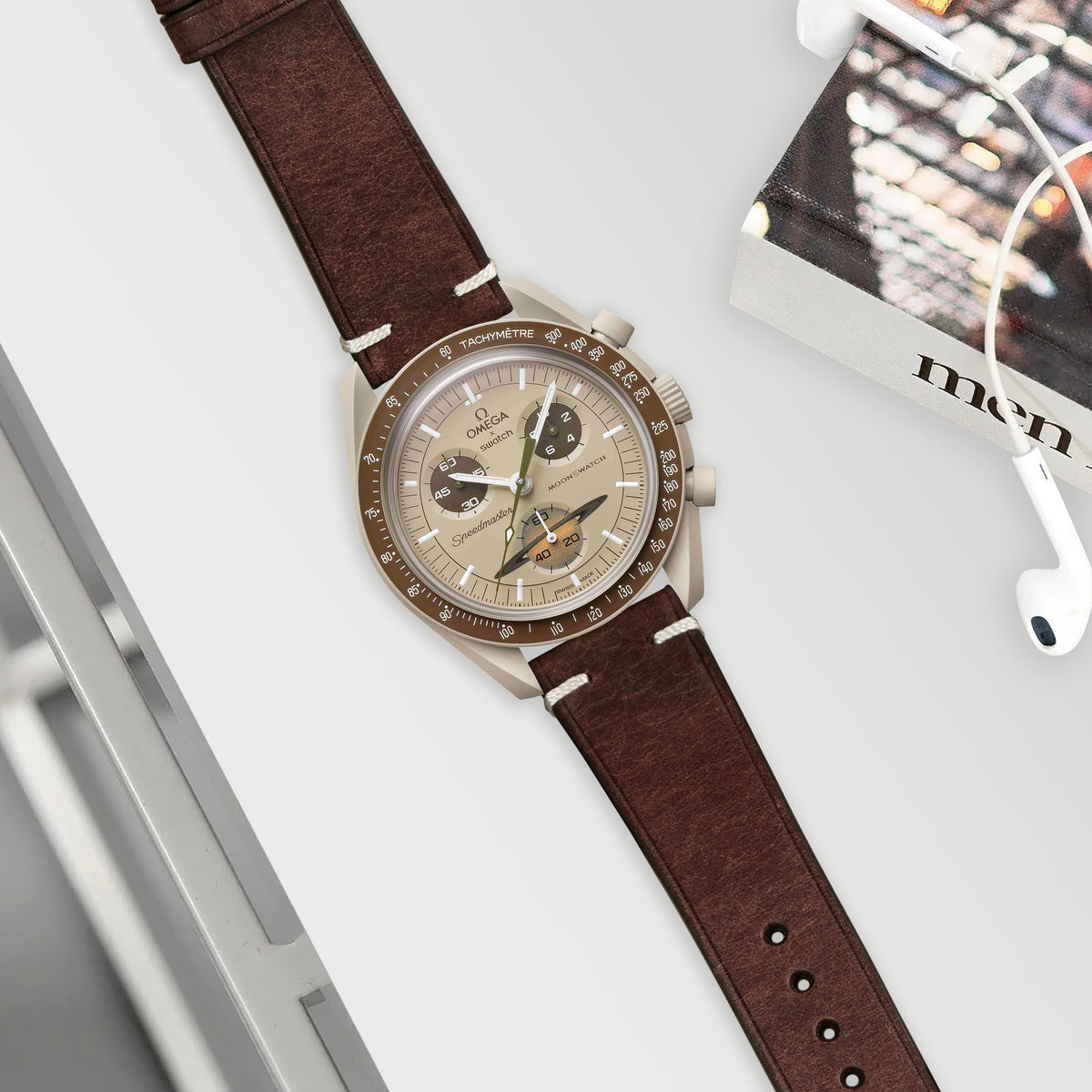 Omega MoonSwatch X Swatch Straps - Minimalist Diablo Dark Brown – Liger ...