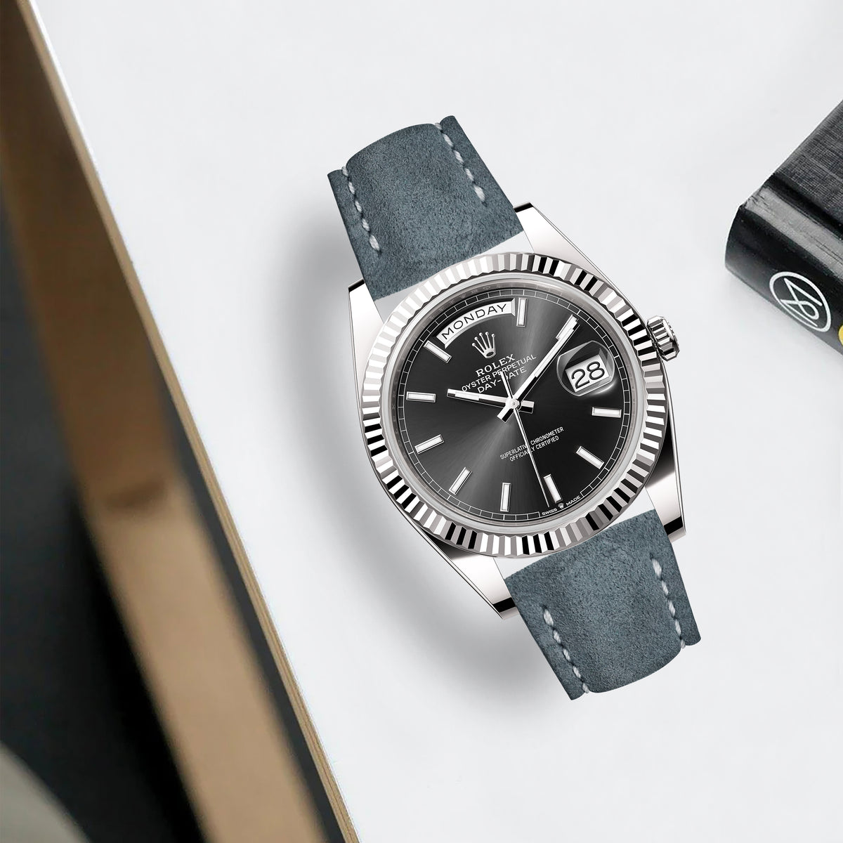 Rolex Daydate Straps - Nubuck Arctic Grey – Liger Straps