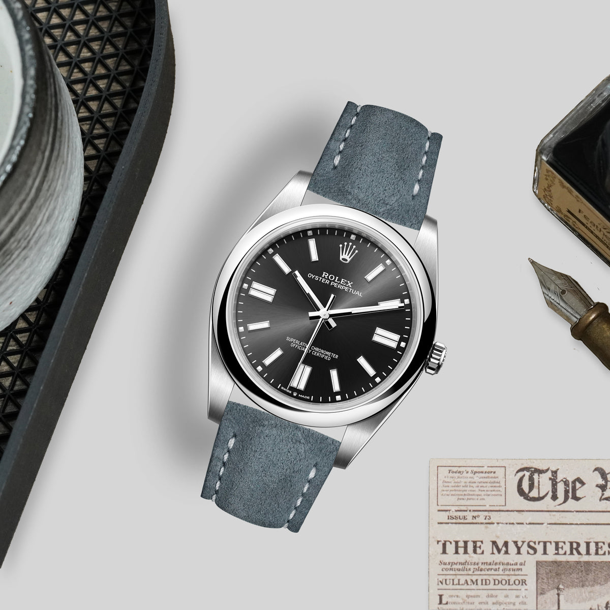 Rolex Oyster Perpetual Straps - Suede Arctic Grey – Liger Straps
