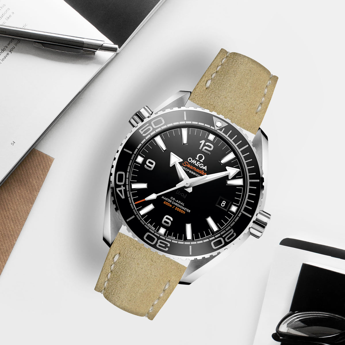 Omega Seamaster Planet Ocean Straps - Suede Beige – Liger Straps