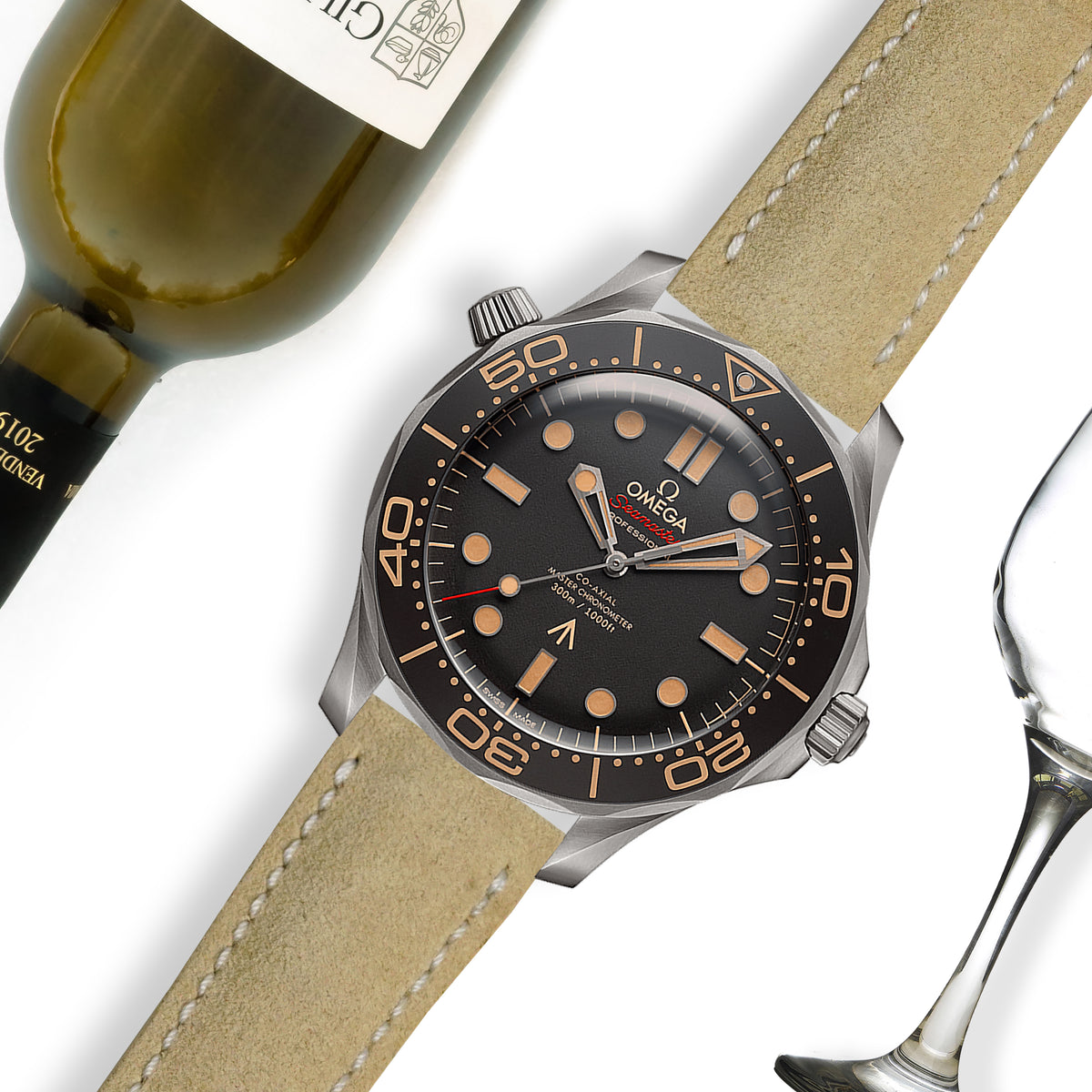 Omega Seamaster Diver 300m Straps - Suede Beige – Liger Straps