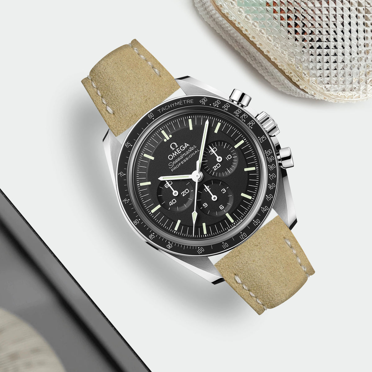 Omega Speedmaster Moonwatch Straps - Suede Beige – Liger Straps