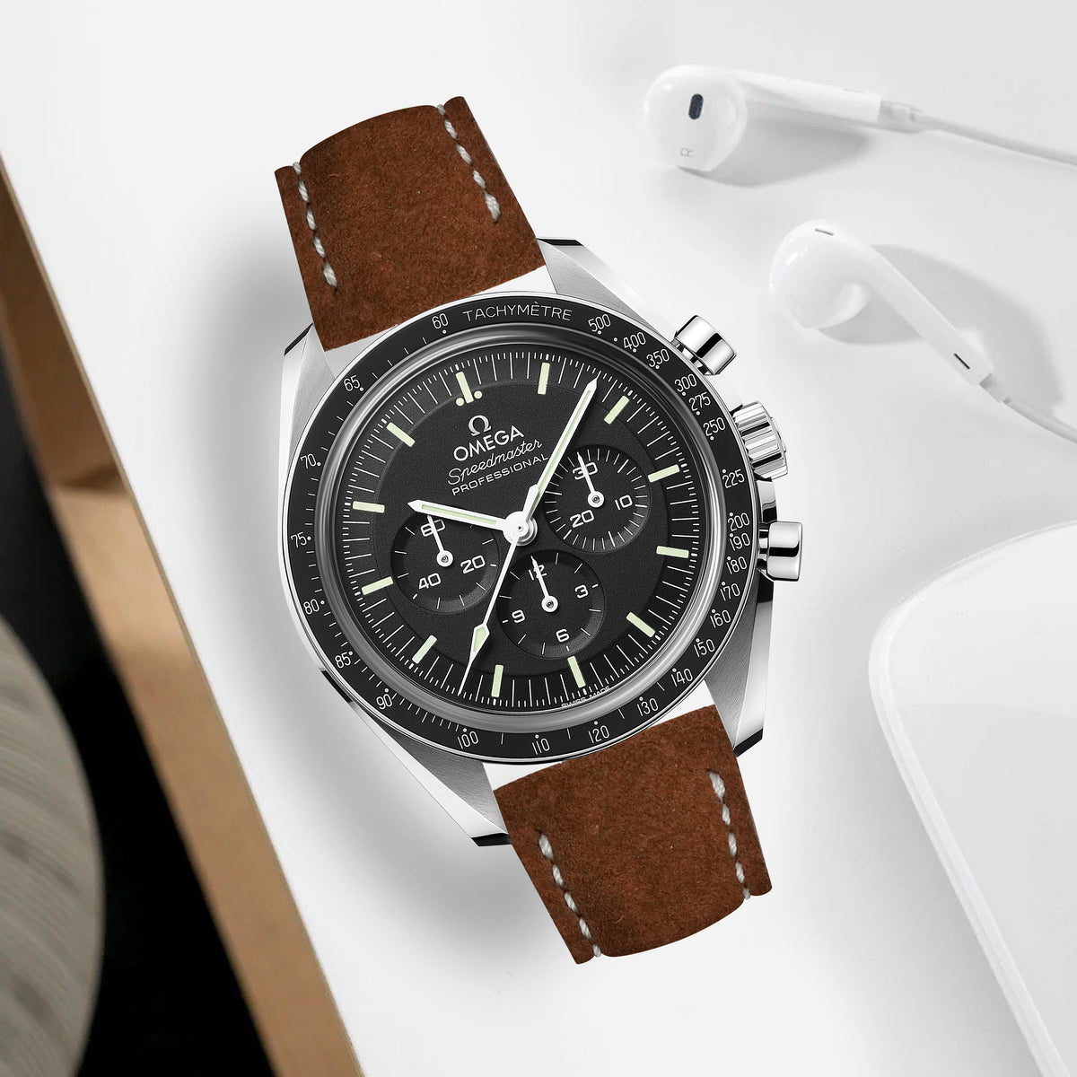 Omega Speedmaster Moonwatch Straps - Suede Brown – Liger Straps