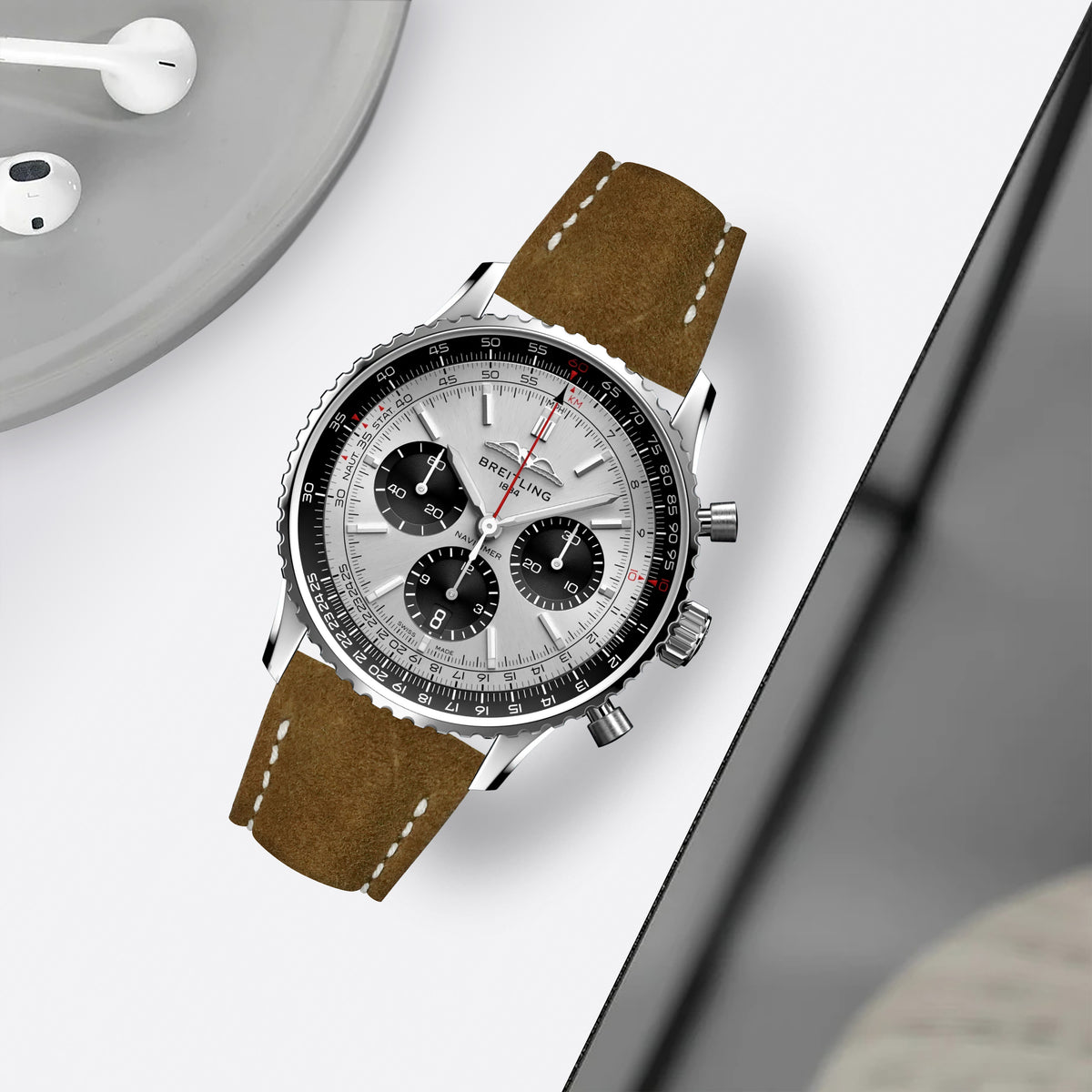 Breitling Navitimer Straps - Suede Myrrhe – Liger Straps