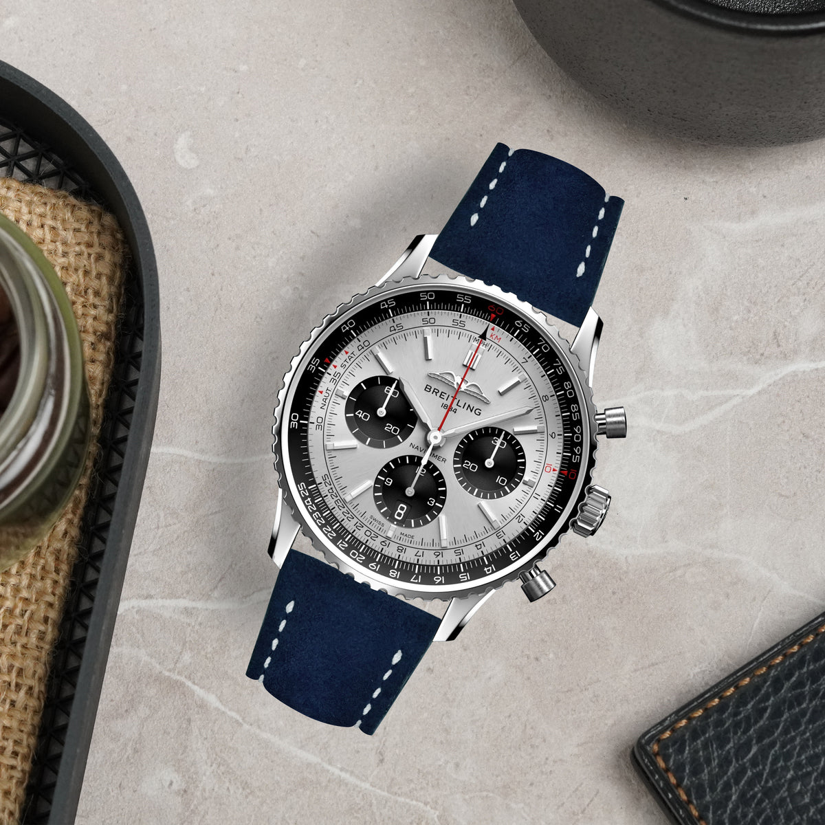 Breitling Navitimer Straps - Suede Navy Blue – Liger Straps