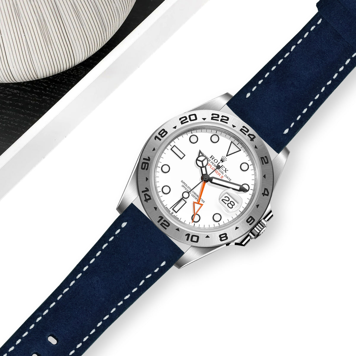 Rolex Explorer Straps - Nubuck Navy Blue – Liger Straps