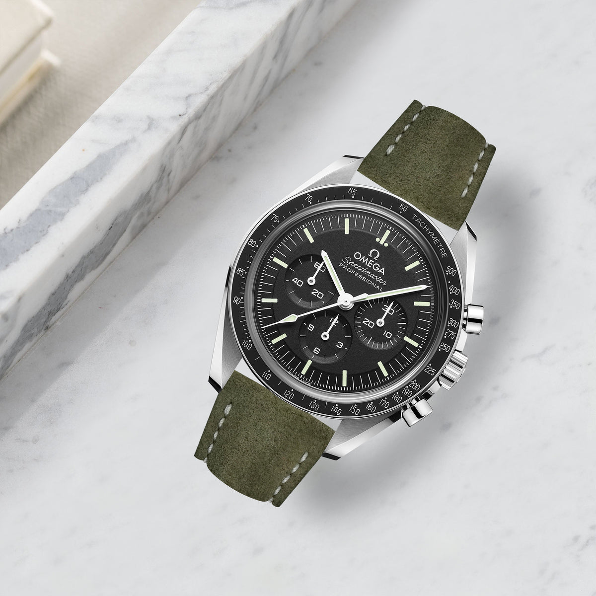 Omega Speedmaster Moonwatch Straps - Suede Olive – Liger Straps