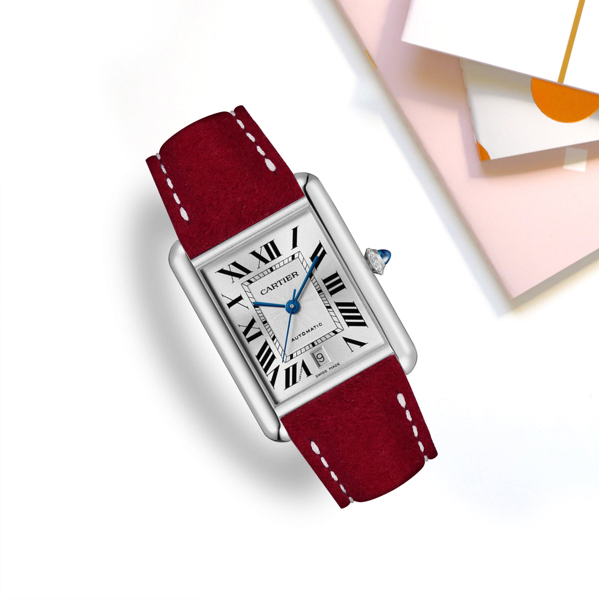 Cartier Tank Straps - Suede Red – Liger Straps