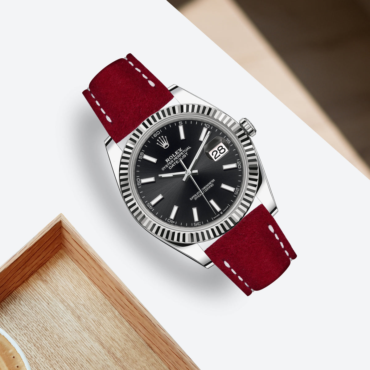 Rolex Datejust Straps - Nubuck Red – Liger Straps
