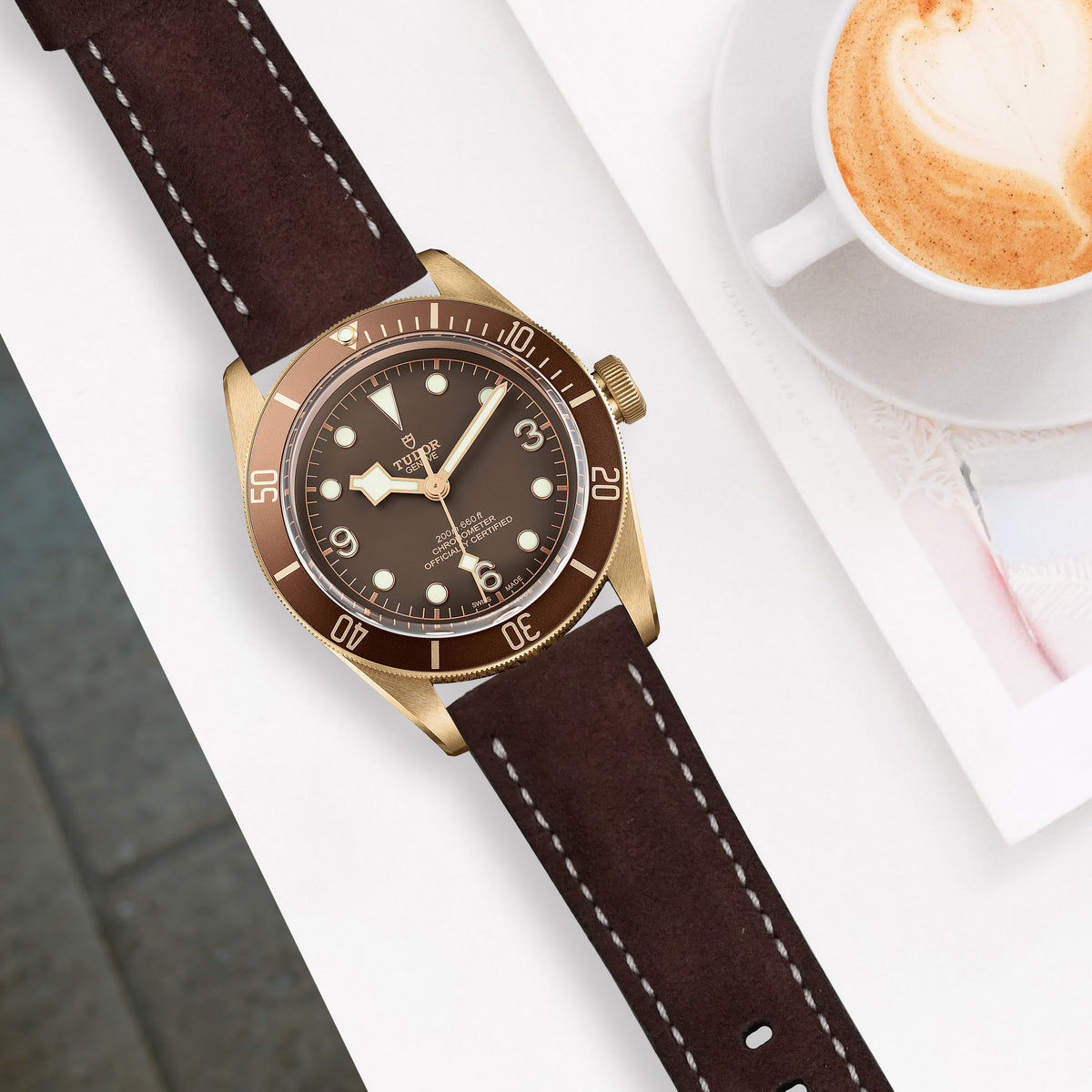 Tudor Blackbay Bronze 43mm Straps - Nubuck Tobacco – Liger Straps