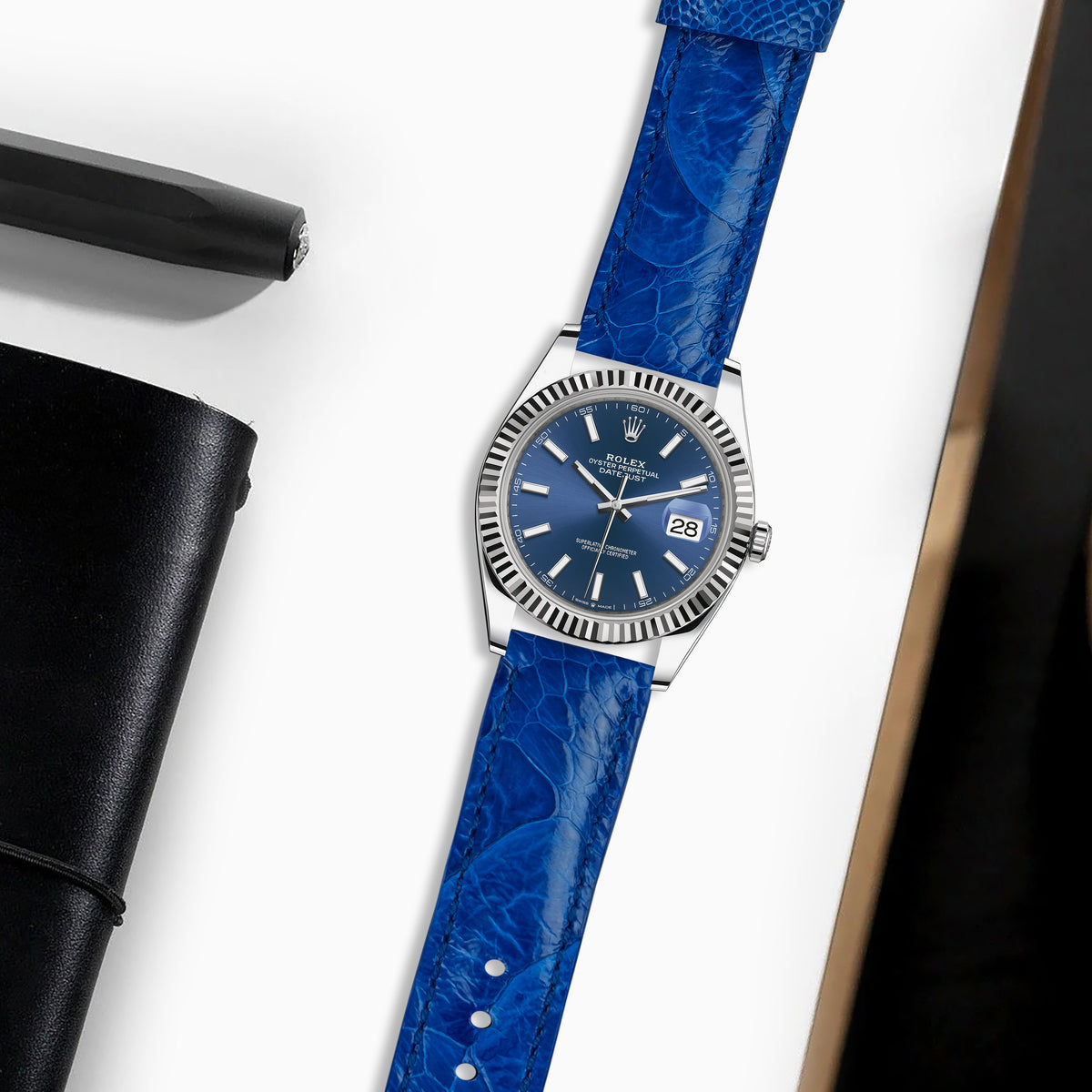 Rolex Datejust Straps - Ostrich Leg Blue Batman – Liger Straps
