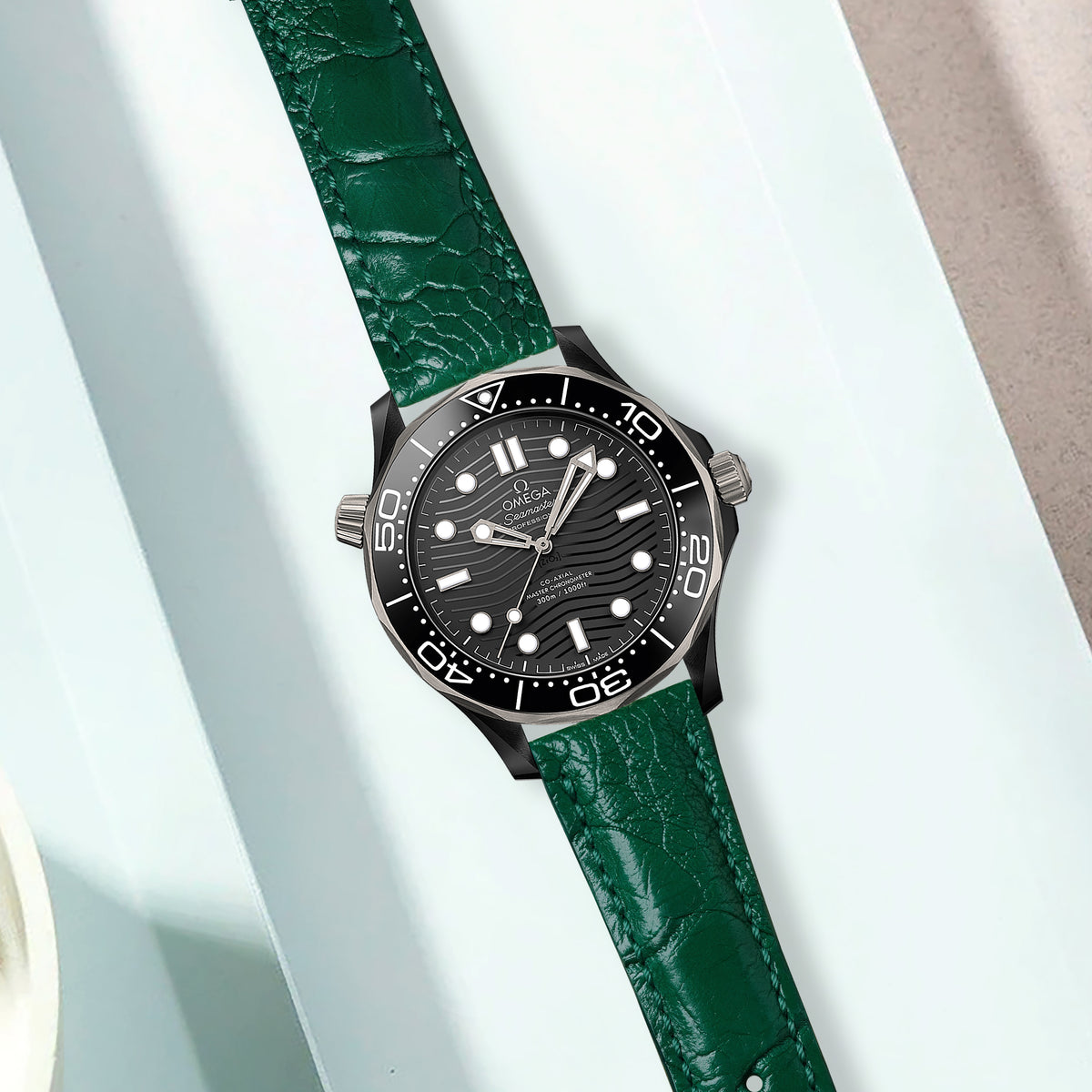 Omega Seamaster Diver 300m Straps - Ostrich Leg Green – Liger Straps