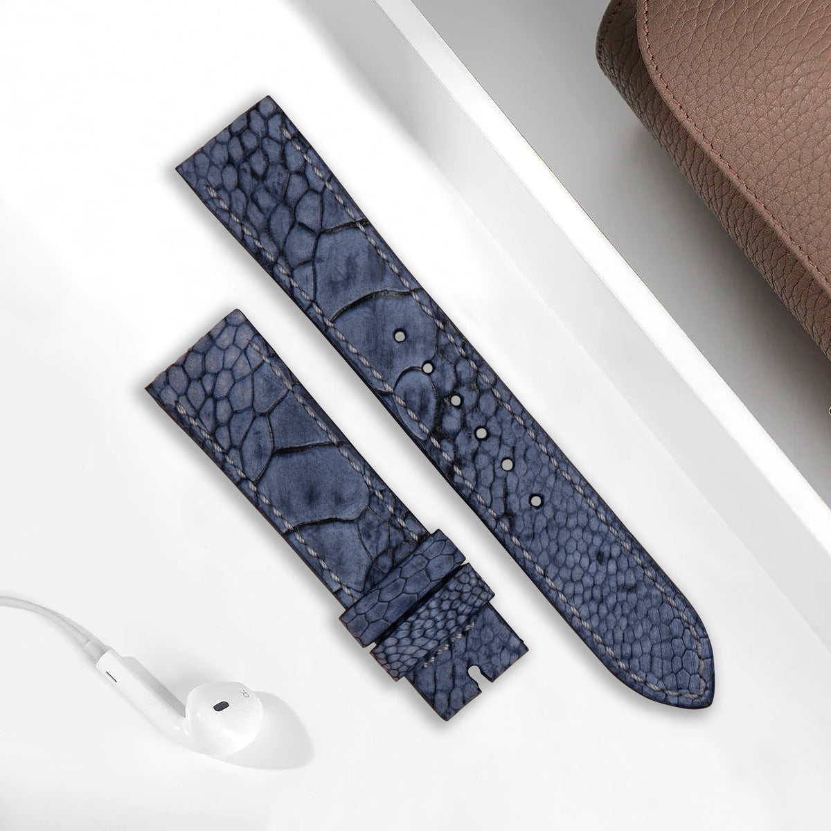 Breitling Super Ocean Heritage Straps - Ostrich Leg Nubuck Denim ...