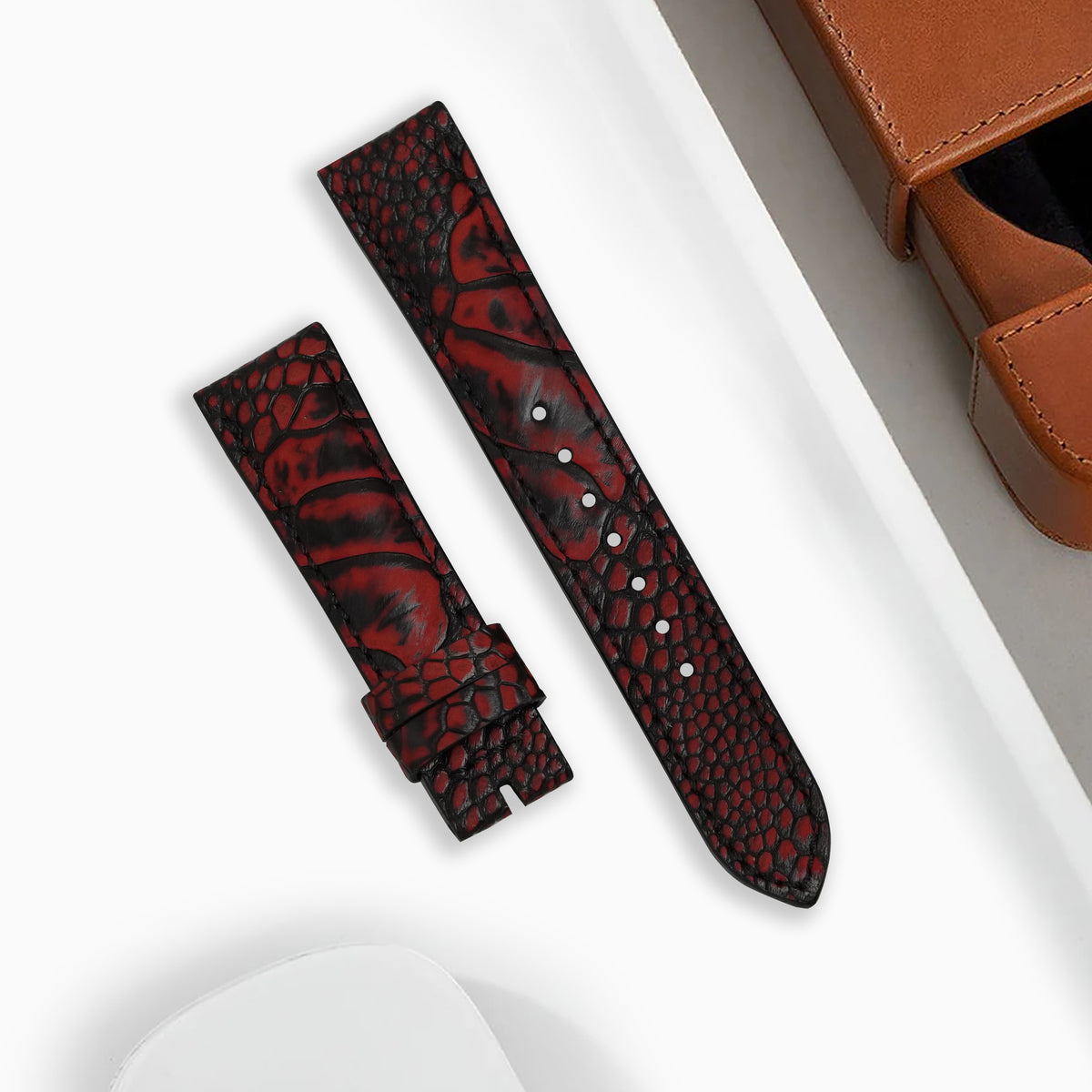 Ostrich Leg Nubuck Red – Liger Straps