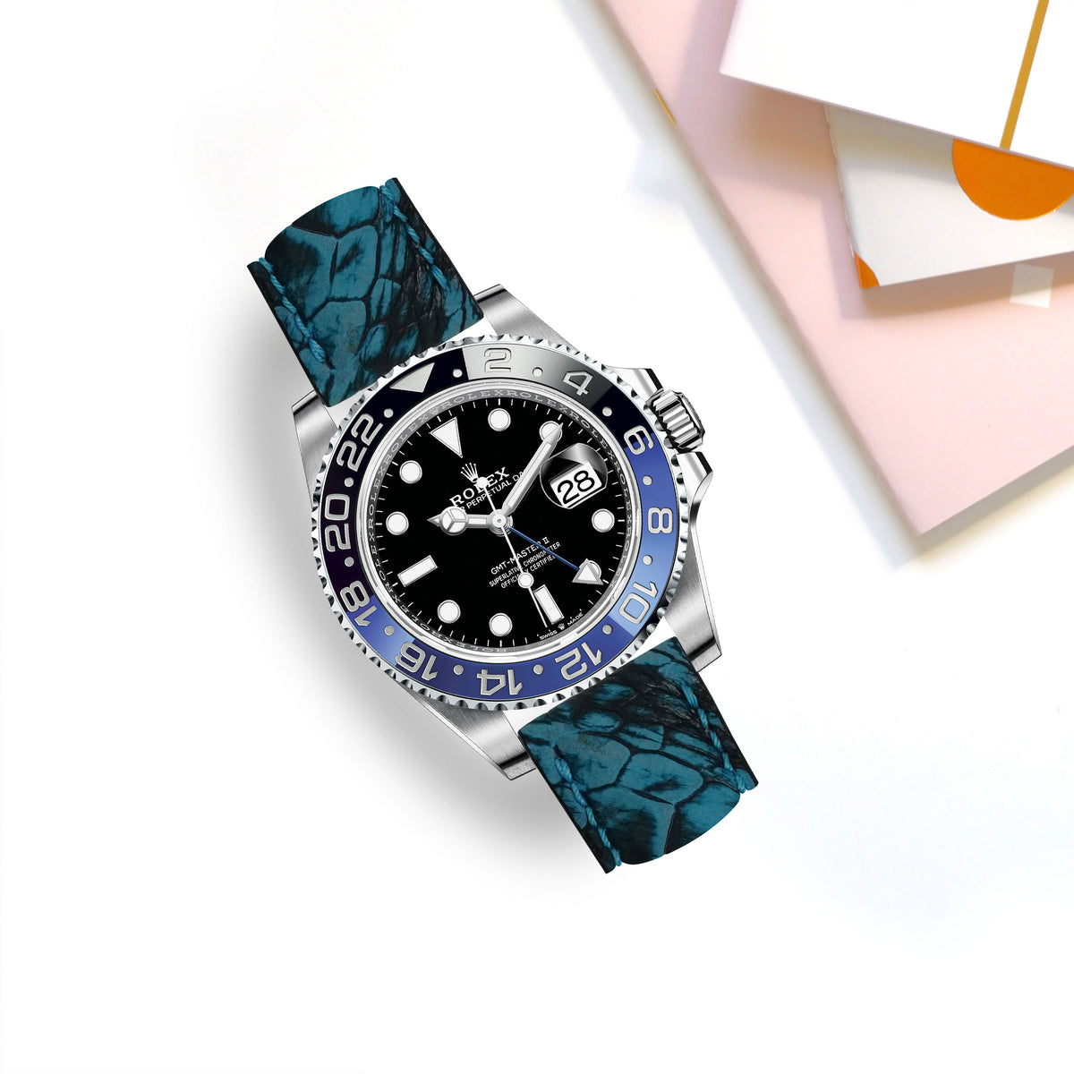 Rolex GMT Master II Batman Straps - Ostrich Leg Nubuck Turquoise ...