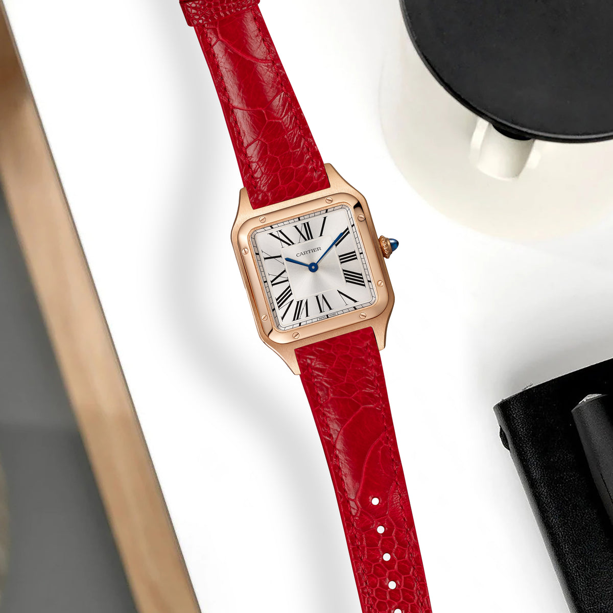Cartier Dumont Straps - Ostrich Leg Red – Liger Straps
