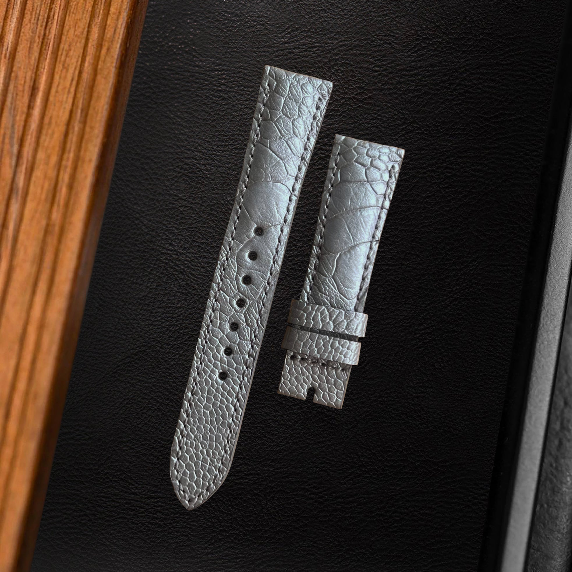Ready Made 19mm Straps - Ostrich Leg Silver – Liger Straps