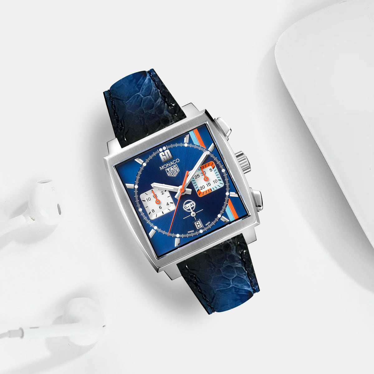 Tag Heuer Monaco Straps - Ostrich Leg Space Blue – Liger Straps