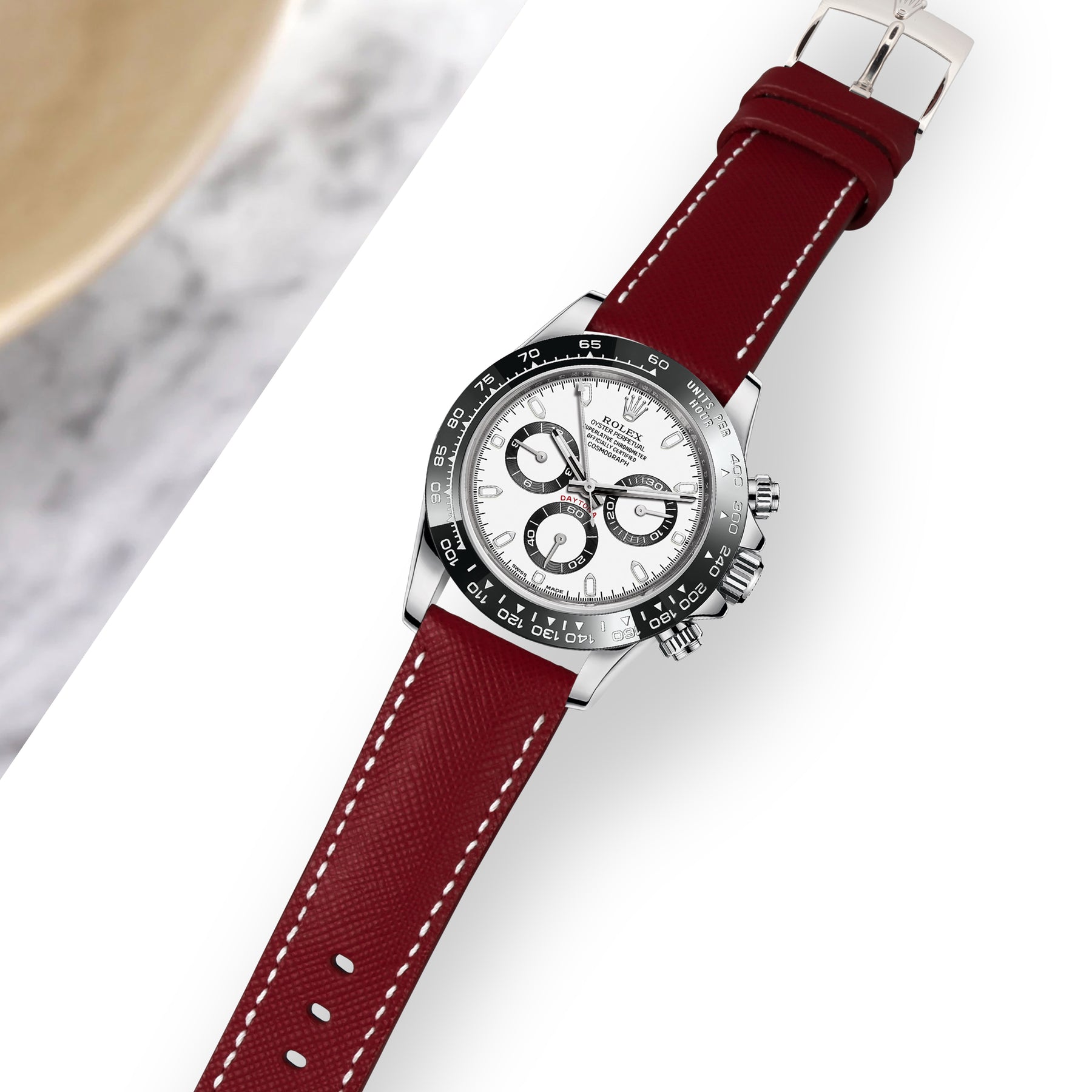 Rolex Daytona Straps - Saffiano Maroon – Liger Straps