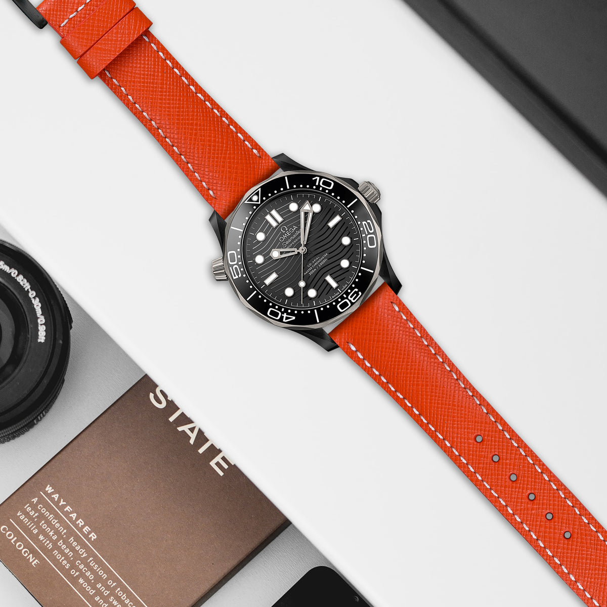 Omega Seamaster Diver 300m Straps - Saffiano Orange – Liger Straps