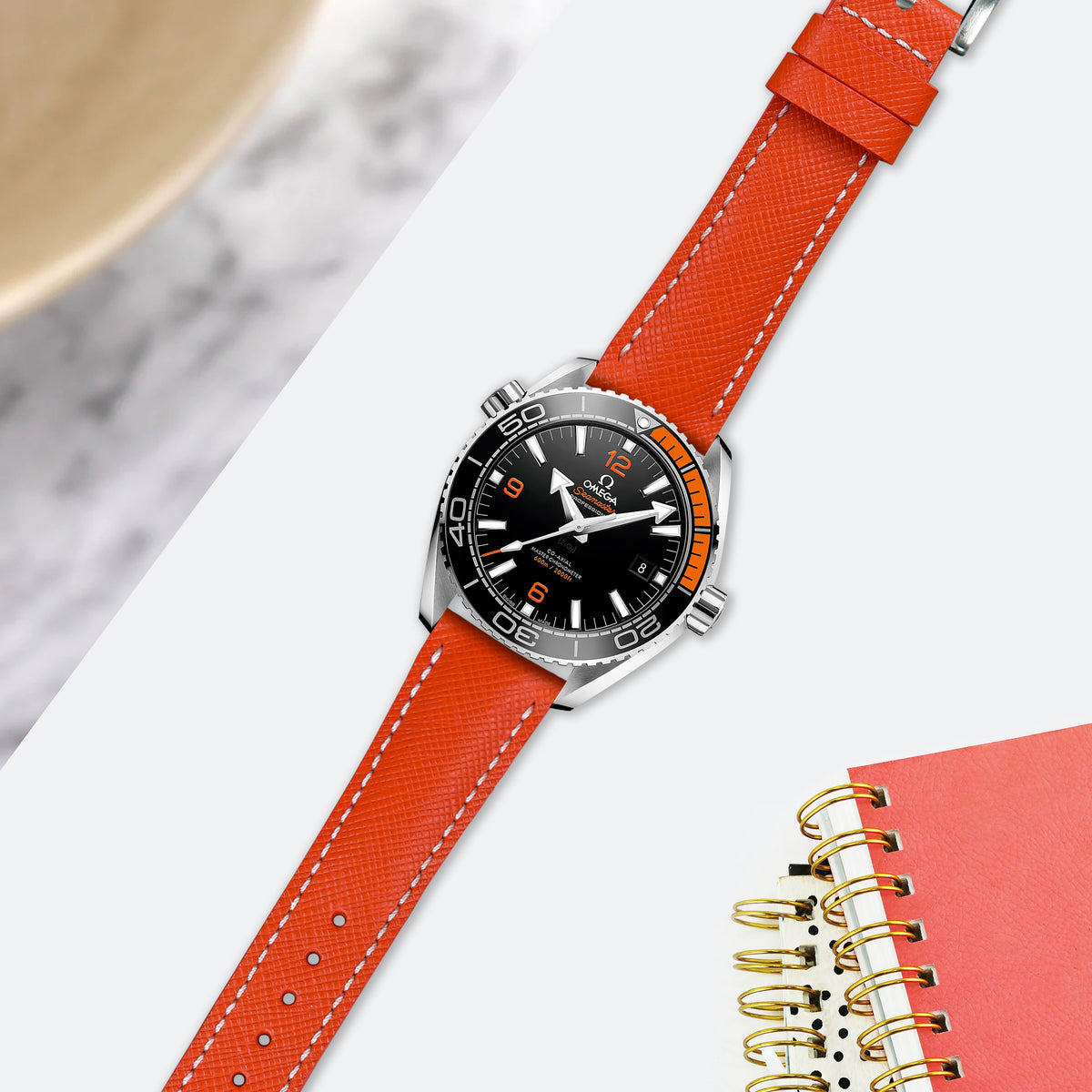 Omega Seamaster Planet Ocean Straps - Saffiano Orange – Liger Straps
