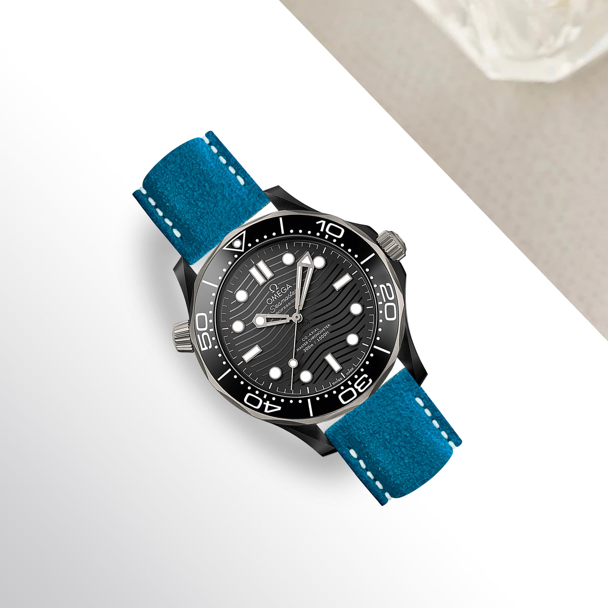 Omega Seamaster Diver 300m Straps - Suede Cyan Blue – Liger Straps