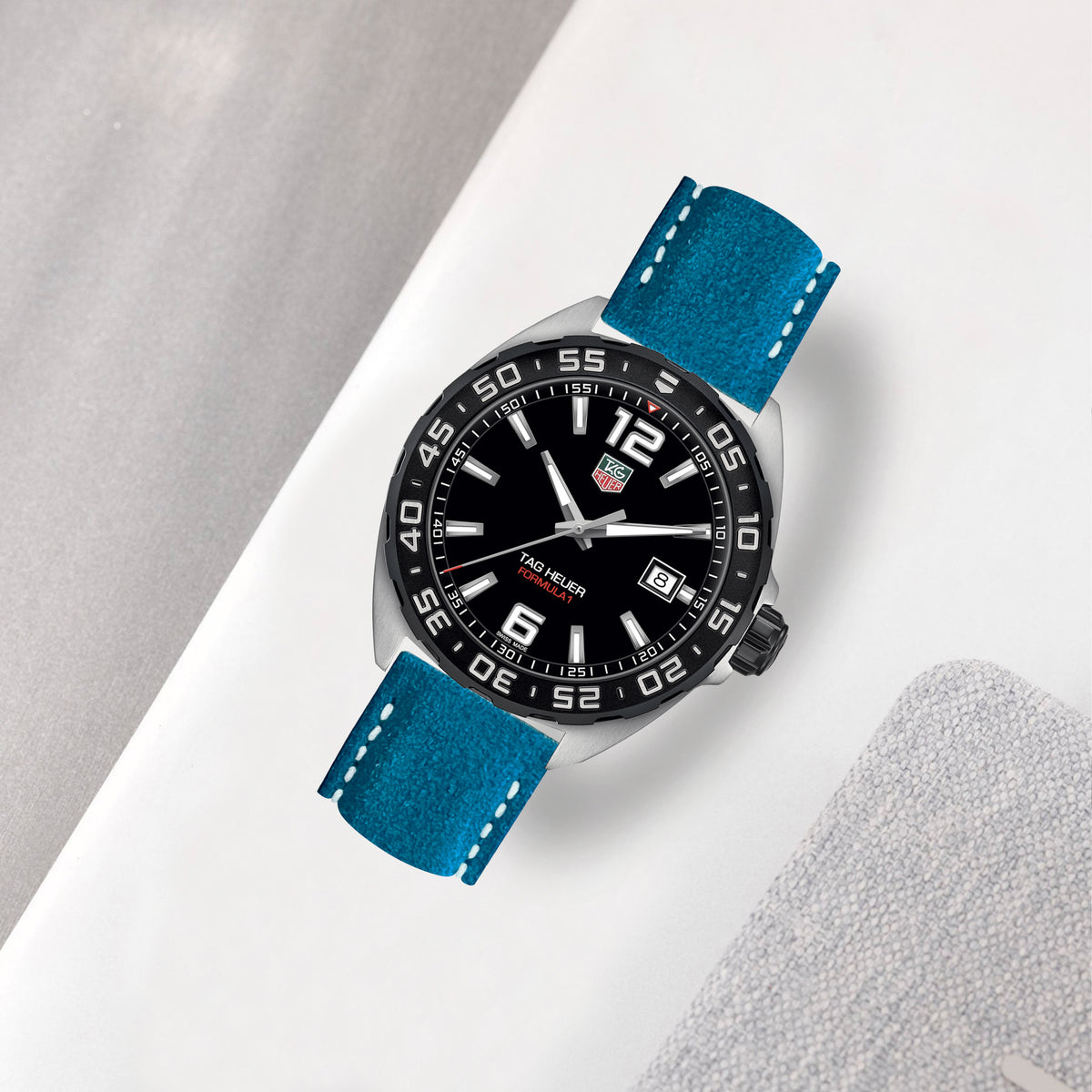 Tag Heuer Formula 1 Straps - Suede Cyan Blue – Liger Straps