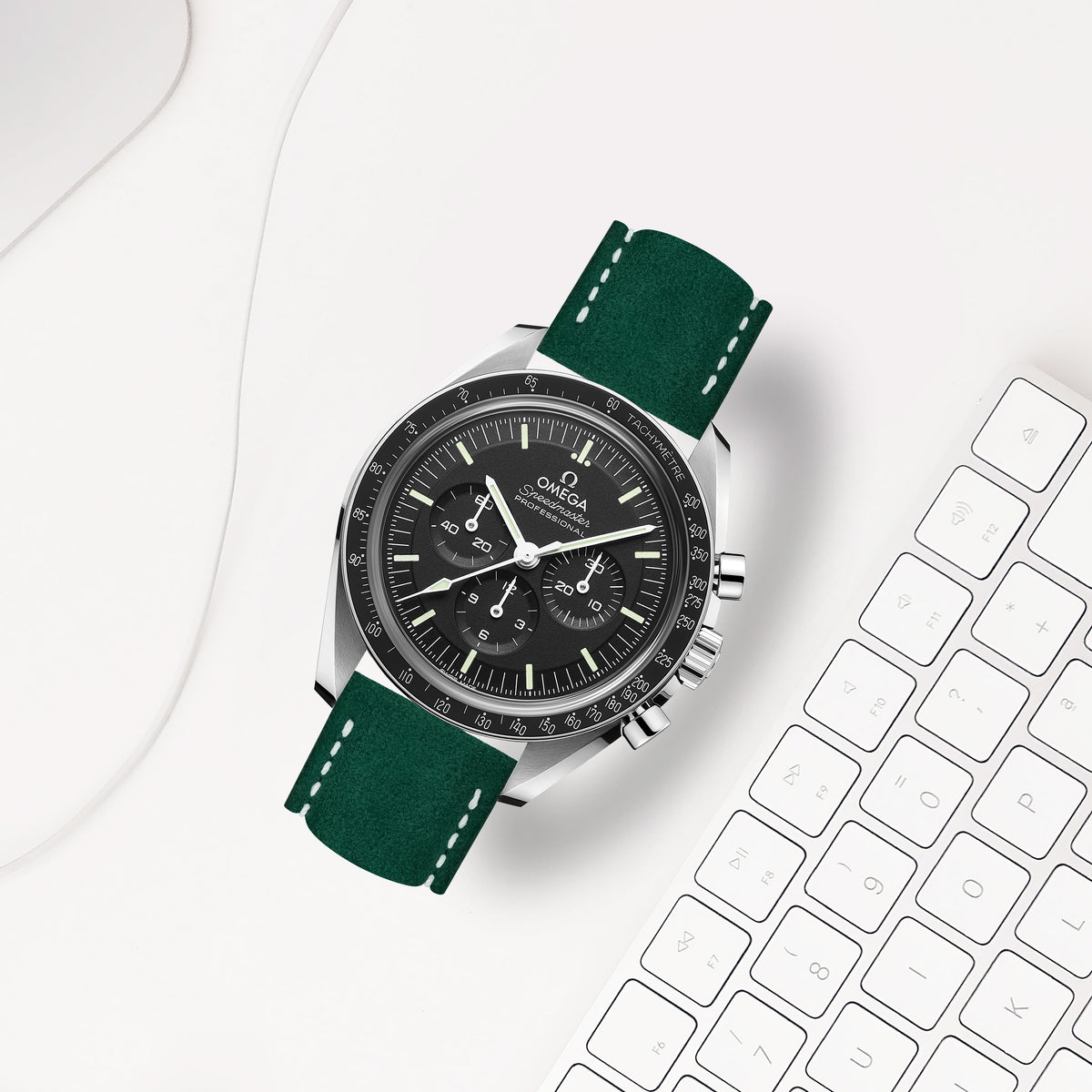 Omega Speedmaster Moonwatch Straps - Suede Green – Liger Straps