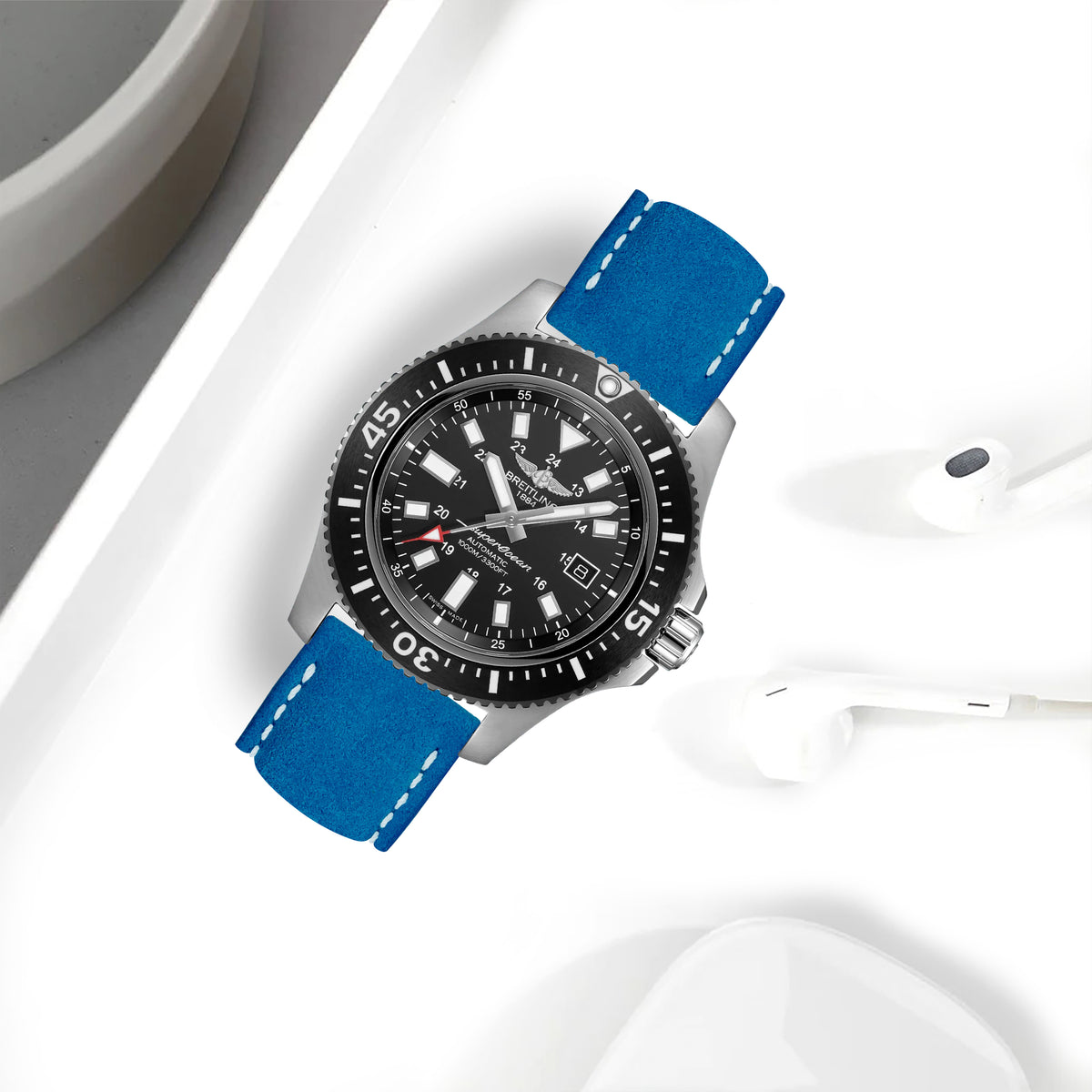 Breitling Super Ocean Straps - Suede Sky Blue – Liger Straps