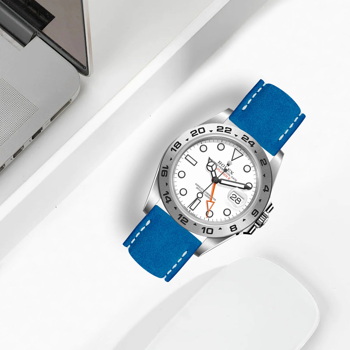 Rolex Explorer Straps - Suede Sky Blue – Liger Straps