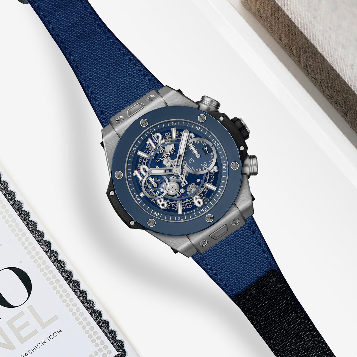 Hublot Unico One Click Velcro Straps - Velcro Canvas Navy Blue – Liger ...